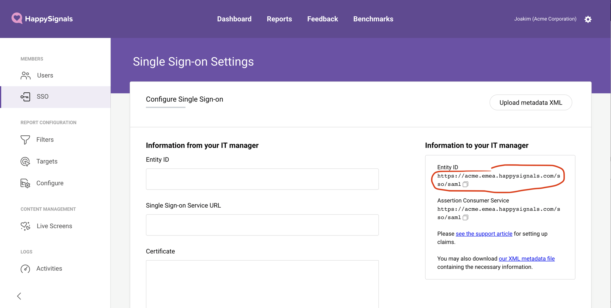 Configuring SSO for HappySignals XMP using Okta