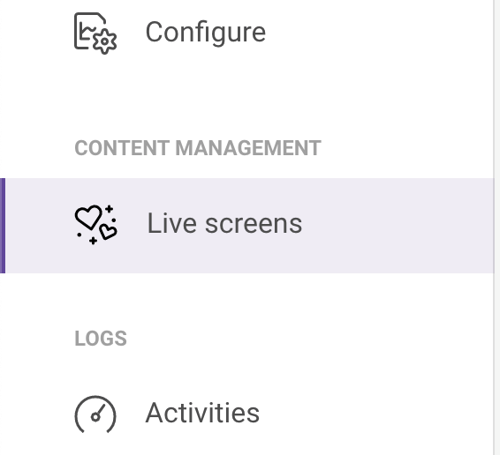 Creating and Editing a Live Screen